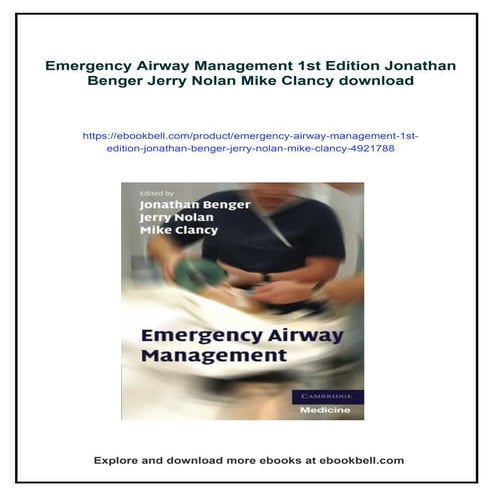 Emergency Airway Management 1st Edition Jonathan Benger Jerry Nolan ...