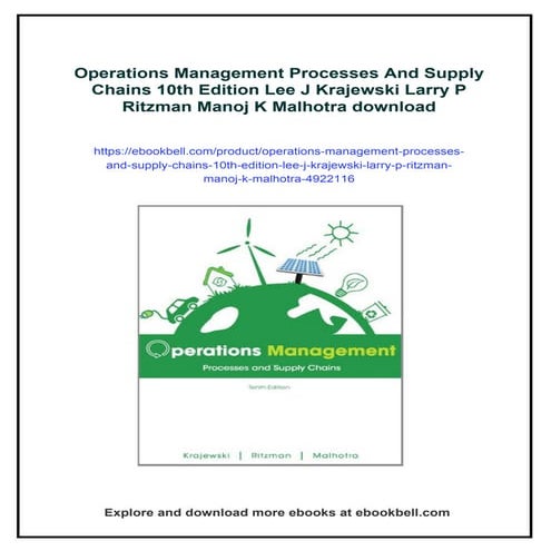 Operations Management Processes And Supply Chains 10th Edition Lee J ...