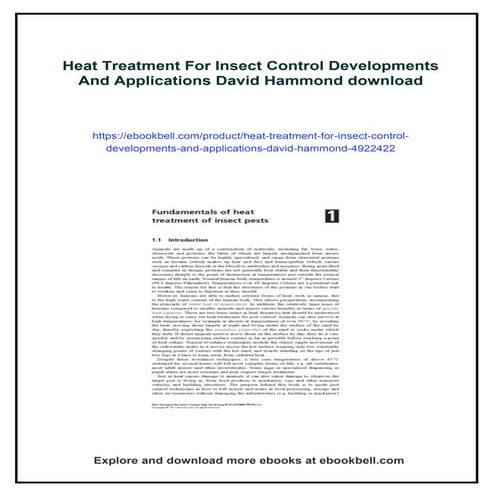 Heat Treatment For Insect Control Developments And Applications David Hammond | PDF
