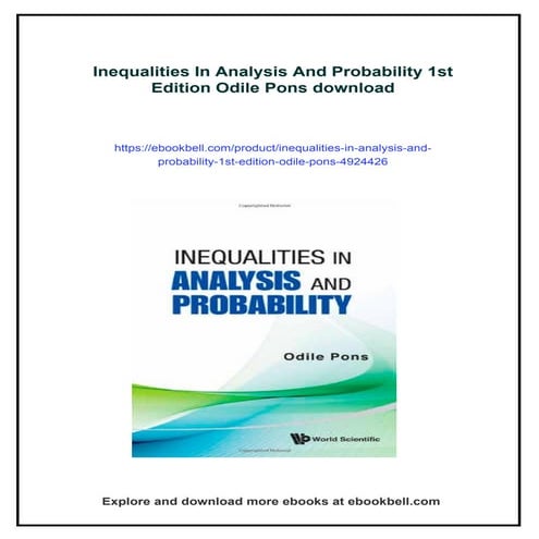 Inequalities In Analysis And Probability 1st Edition Odile Pons | PDF