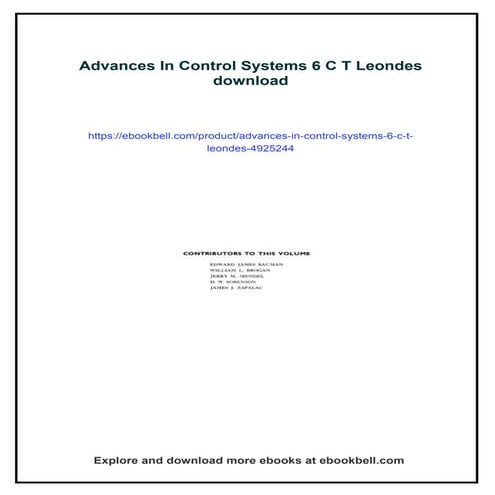 Advances In Control Systems 6 C T Leondes | PDF