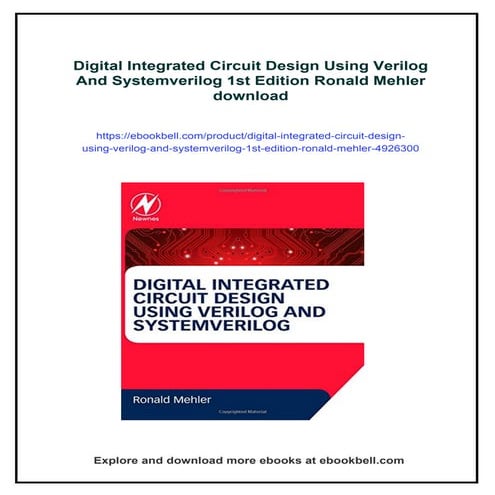 Digital Integrated Circuit Design Using Verilog And Systemverilog 1st