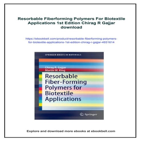 Resorbable Fiberforming Polymers For Biotextile Applications 1st ...
