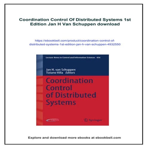 Coordination Control Of Distributed Systems 1st Edition Jan H Van Schuppen | PDF