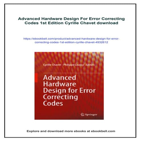 Advanced Hardware Design For Error Correcting Codes 1st Edition Cyrille Chavet | PDF