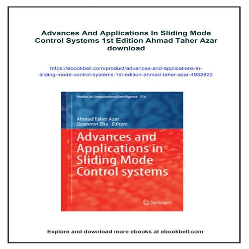 Advances And Applications In Sliding Mode Control Systems 1st Edition Ahmad Taher Azar | PDF