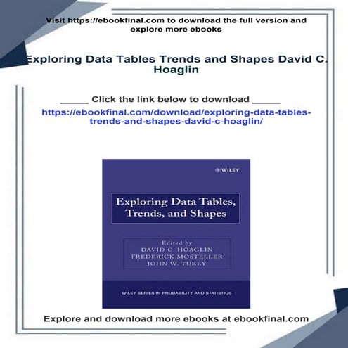 Exploring Data Tables Trends and Shapes David C. Hoaglin | PDF