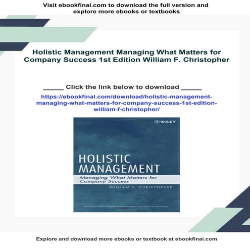 Holistic Management Managing What Matters for Company Success 1st ...