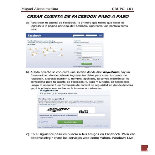 Crear cuenta de facebook paso a paso. | PDF