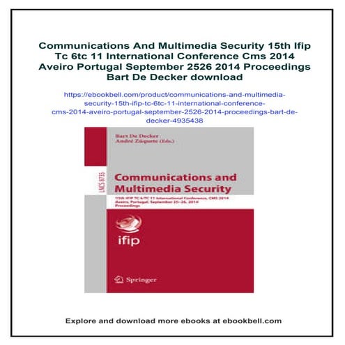 Communications And Multimedia Security 15th Ifip Tc 6tc 11 International Conference Cms 2014 ...