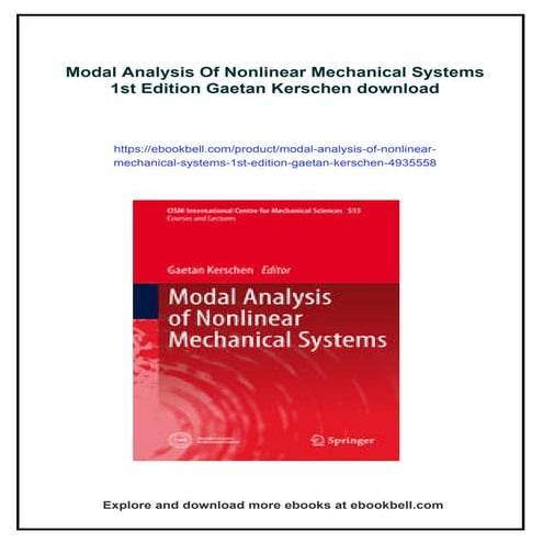 Modal Analysis Of Nonlinear Mechanical Systems 1st Edition Gaetan Kerschen | PDF