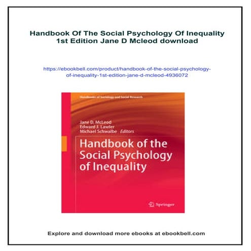 Handbook Of The Social Psychology Of Inequality 1st Edition Jane D ...