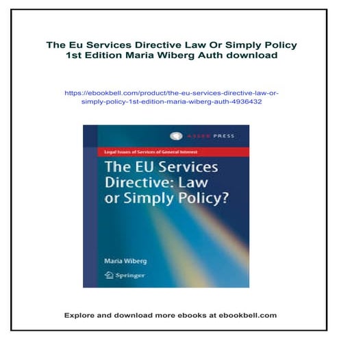 The Eu Services Directive Law Or Simply Policy 1st Edition Maria Wiberg ...