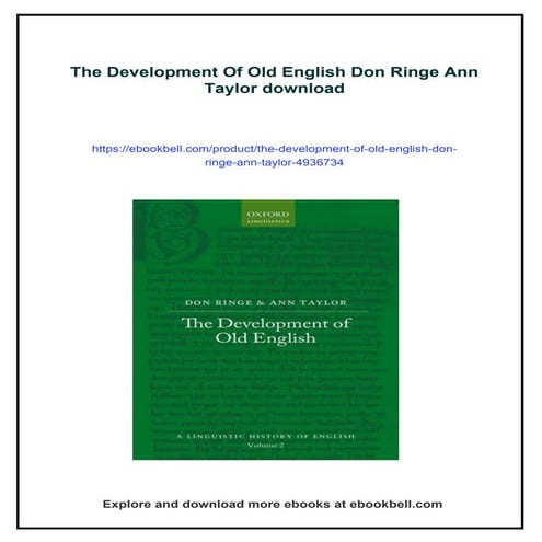 The Development Of Old English Don Ringe Ann Taylor | PDF