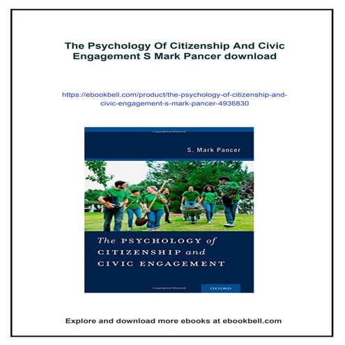 The Psychology Of Citizenship And Civic Engagement S Mark Pancer | PDF