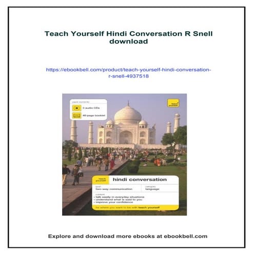 Teach Yourself Hindi Conversation R Snell | PDF