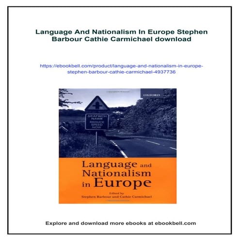 Language And Nationalism In Europe Stephen Barbour Cathie Carmichael | PDF