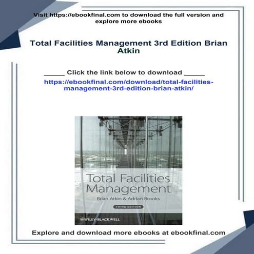 Total Facilities Management 3rd Edition Brian Atkin | PDF