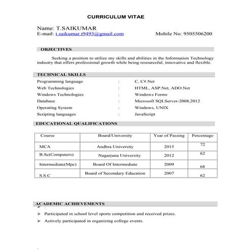 SAIKUMAR RESUME | DOC