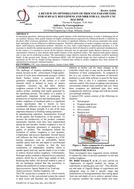 Investigations Of Machining Parameters On Surface Roughness In Cnc Milling Using Taguchi