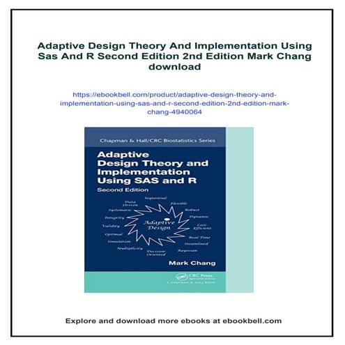 Adaptive Design Theory And Implementation Using Sas And R Second Edition 2nd Edition Mark Chang ...
