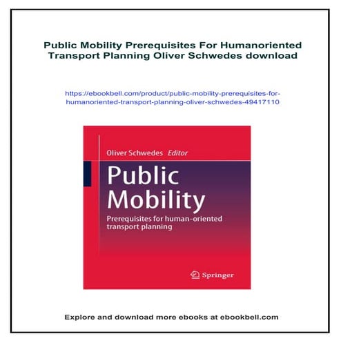 Public Mobility Prerequisites For Humanoriented Transport Planning ...