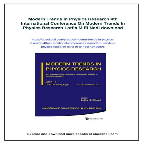 Modern Trends In Physics Research 4th International Conference On ...
