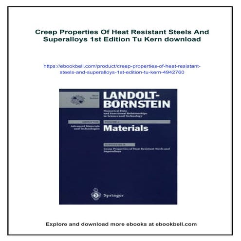 Creep Properties Of Heat Resistant Steels And Superalloys 1st Edition ...