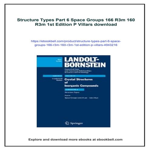 Structure Types Part 6 Space Groups 166 R3m 160 R3m 1st Edition P ...