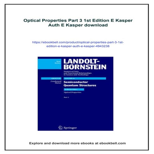 Optical Properties Part 3 1st Edition E Kasper Auth E Kasper | PDF