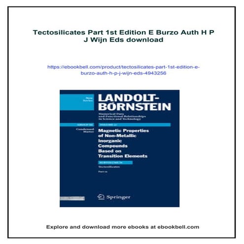 Tectosilicates Part 1st Edition E Burzo Auth H P J Wijn Eds | PDF