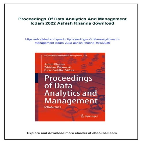 Proceedings Of Data Analytics And Management Icdam 2022 Ashish Khanna | PDF