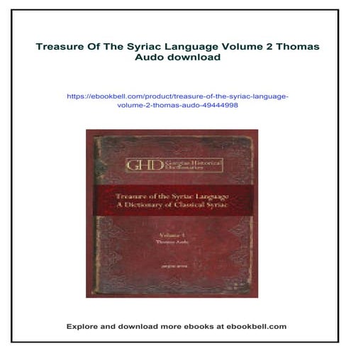 Treasure Of The Syriac Language Volume 2 Thomas Audo | PDF