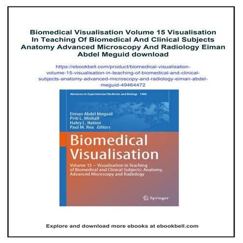 Biomedical Visualisation Volume 15 Visualisation In Teaching Of ...