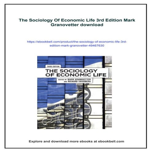 The Sociology Of Economic Life 3rd Edition Mark Granovetter | PDF