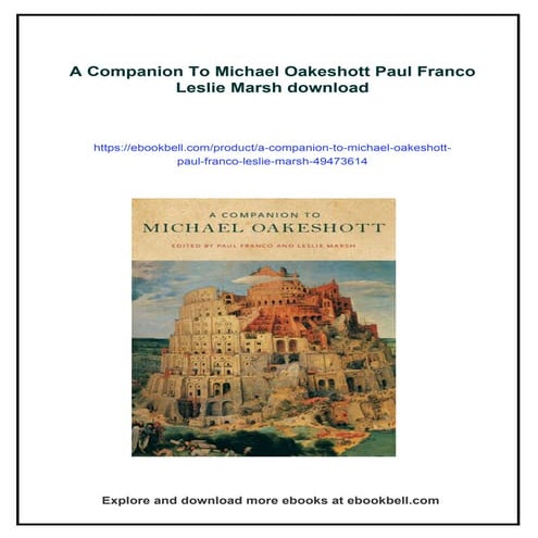 A Companion To Michael Oakeshott Paul Franco Leslie Marsh | PDF