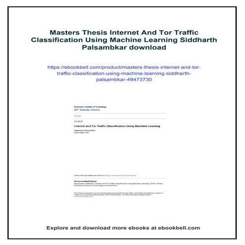 Masters Thesis Internet And Tor Traffic Classification Using Machine Learning Siddharth ...