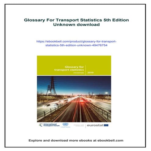 Glossary For Transport Statistics 5th Edition Unknown | PDF