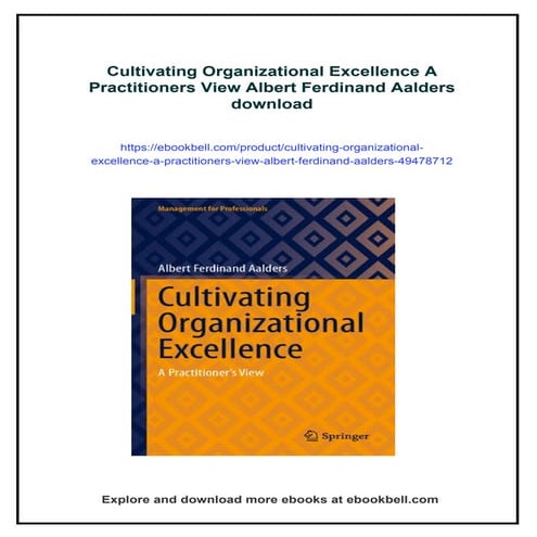 Cultivating Organizational Excellence A Practitioners View Albert ...