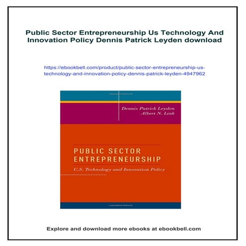 Public Sector Entrepreneurship Us Technology And Innovation Policy ...