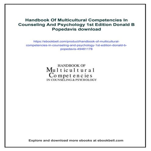 Handbook Of Multicultural Competencies In Counseling And Psychology 1st ...