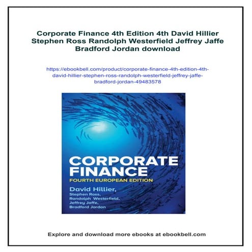 Corporate Finance 4th Edition 4th David Hillier Stephen Ross Randolph ...