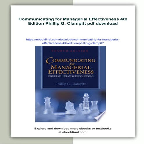 Communicating for Managerial Effectiveness 4th Edition Phillip G ...