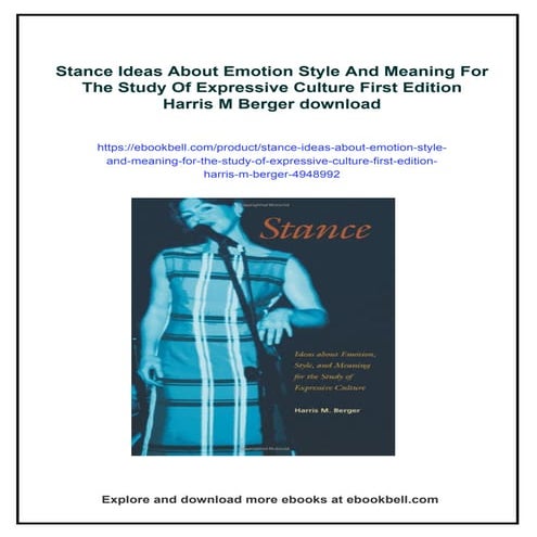 Stance Ideas About Emotion Style And Meaning For The Study Of ...