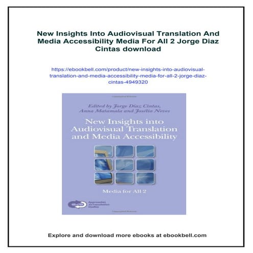 New Insights Into Audiovisual Translation And Media Accessibility Media ...