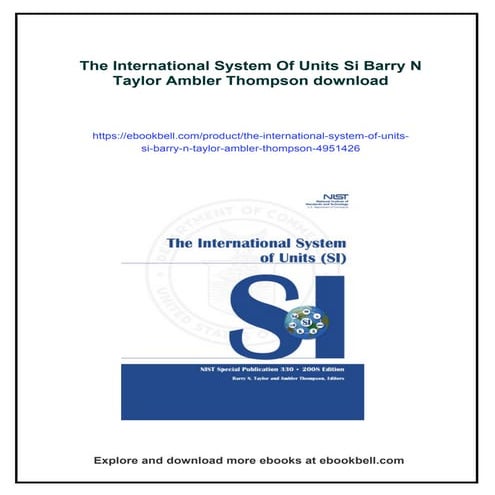 The International System Of Units Si Barry N Taylor Ambler Thompson | PDF