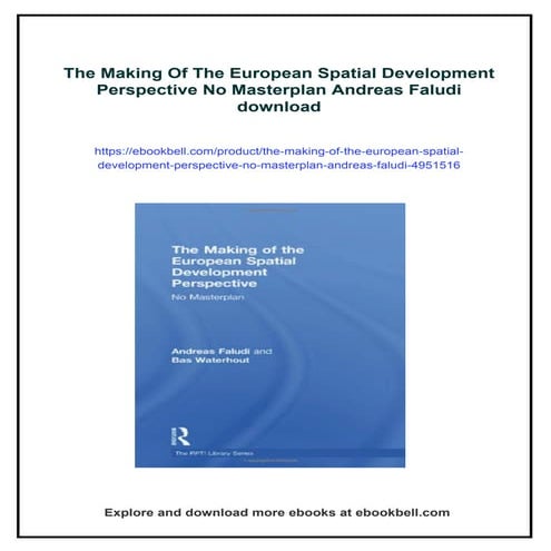 The Making Of The European Spatial Development Perspective No ...