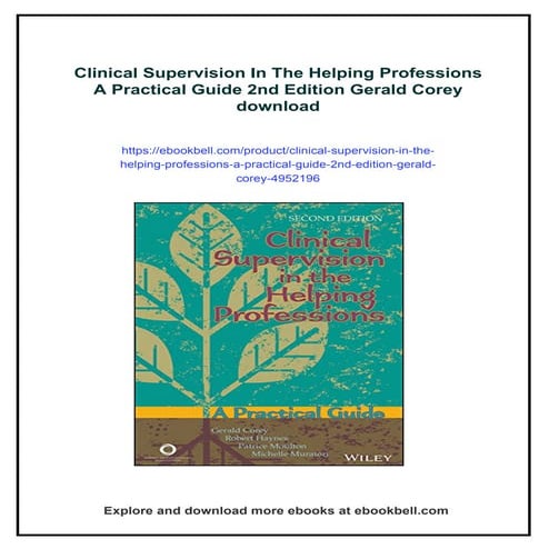Clinical Supervision In The Helping Professions A Practical Guide 2nd Edition Gerald Corey | PDF