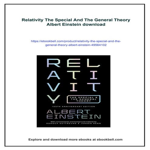 Relativity The Special And The General Theory Albert Einstein | PDF