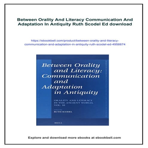 Between Orality And Literacy Communication And Adaptation In Antiquity ...